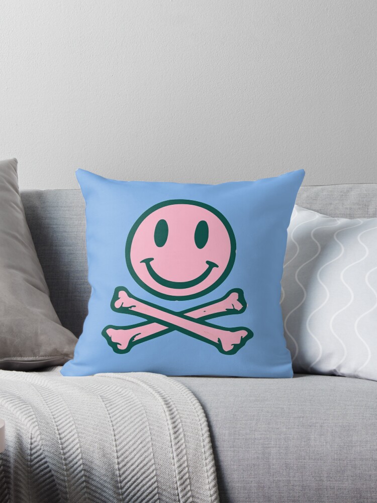 HHH-Acid-house-smile-face-with-crossed-bones-Throw Pillow Covers Cases ...