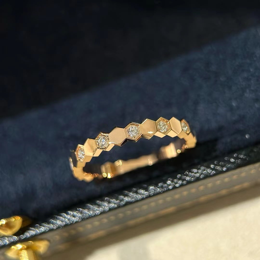 HHH Cnc Shangmei Honeycomb Ring Female High Quality S925 Silver Plating 18V Gold Diamond ...