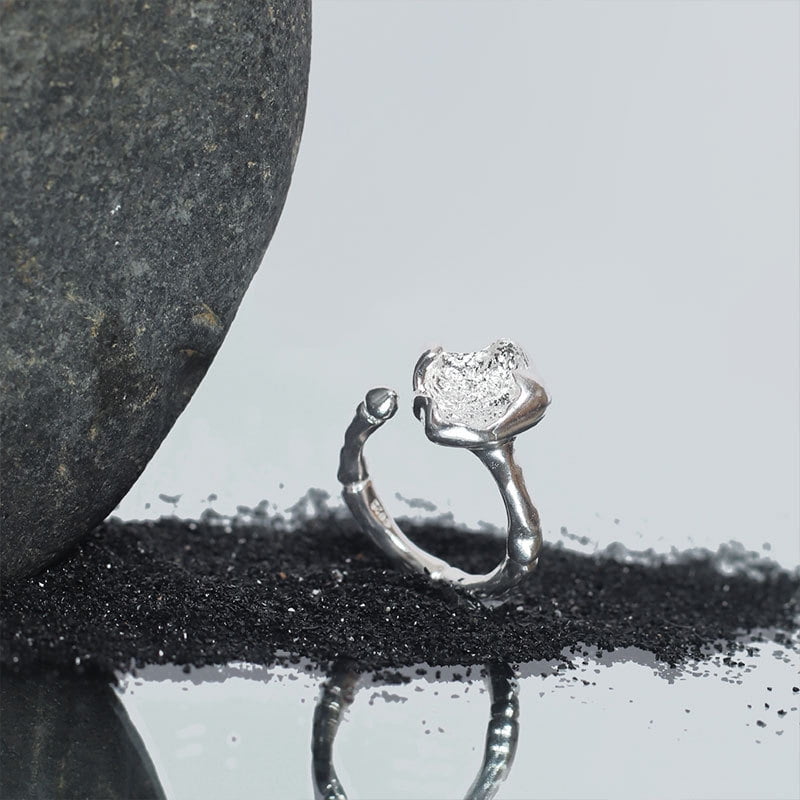 HHH Fairy Sweet Cool 925 Sterling Silver Transparent Cut Crystal Uneven Ring Mini Hemp Garland ...