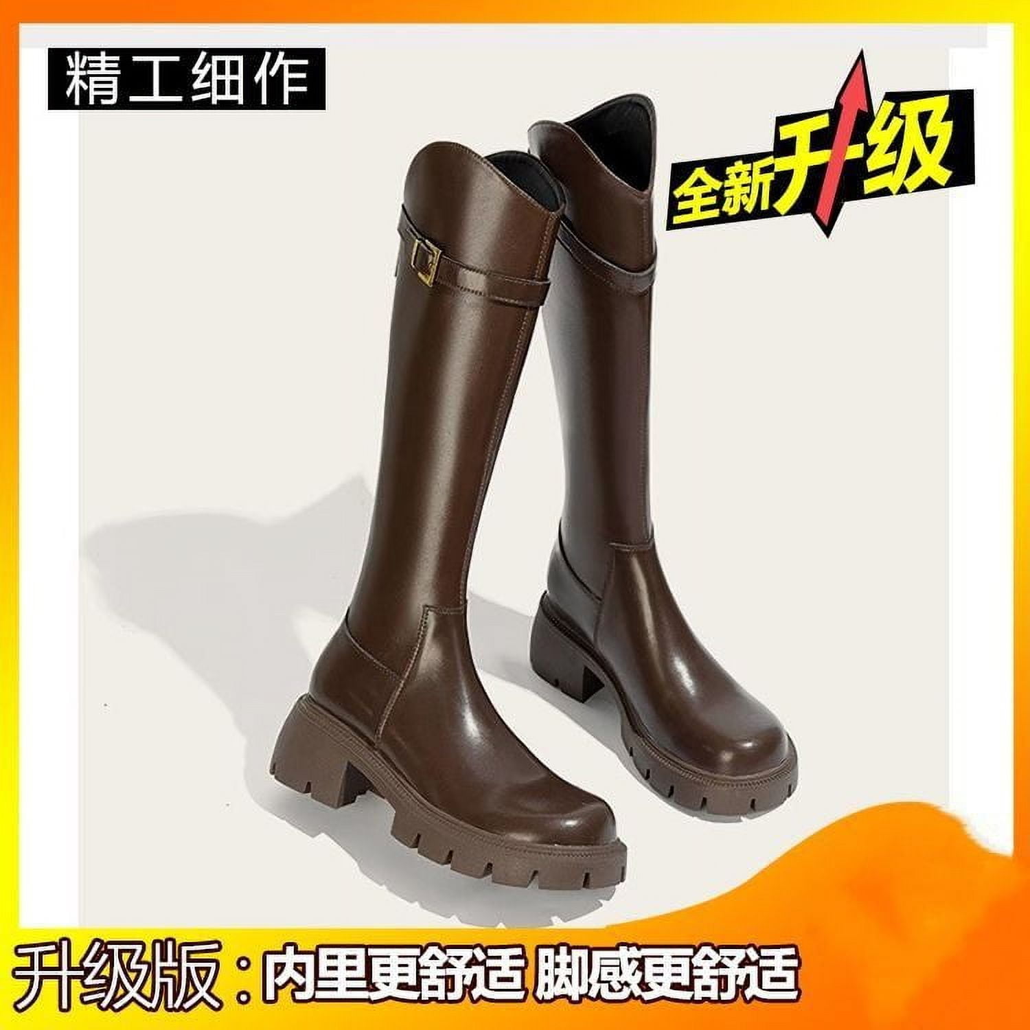 HHH French Style V Cut Chunky Heel below the Knee Boots 202 300 Autumn ...