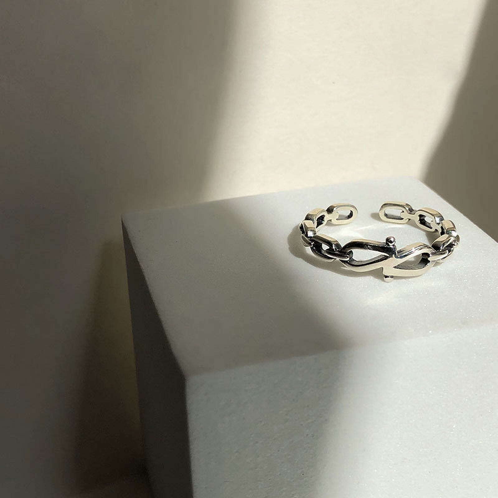 HHH Gang Drill Niche Unique Ring Female Mori Normcore Style Advanced ...