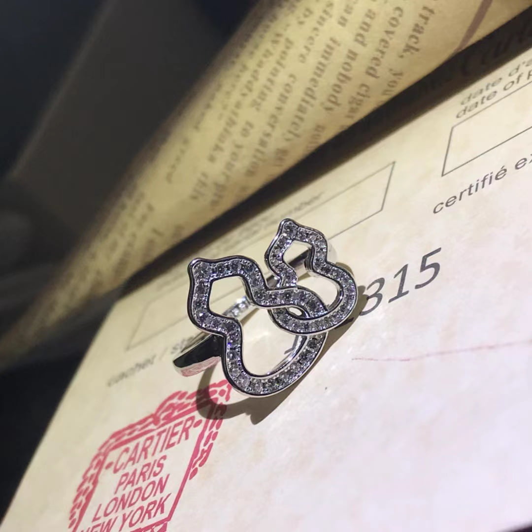 HHH High Version Full Diamond Snake Bone Ring Female V Gold Plated 18K ...