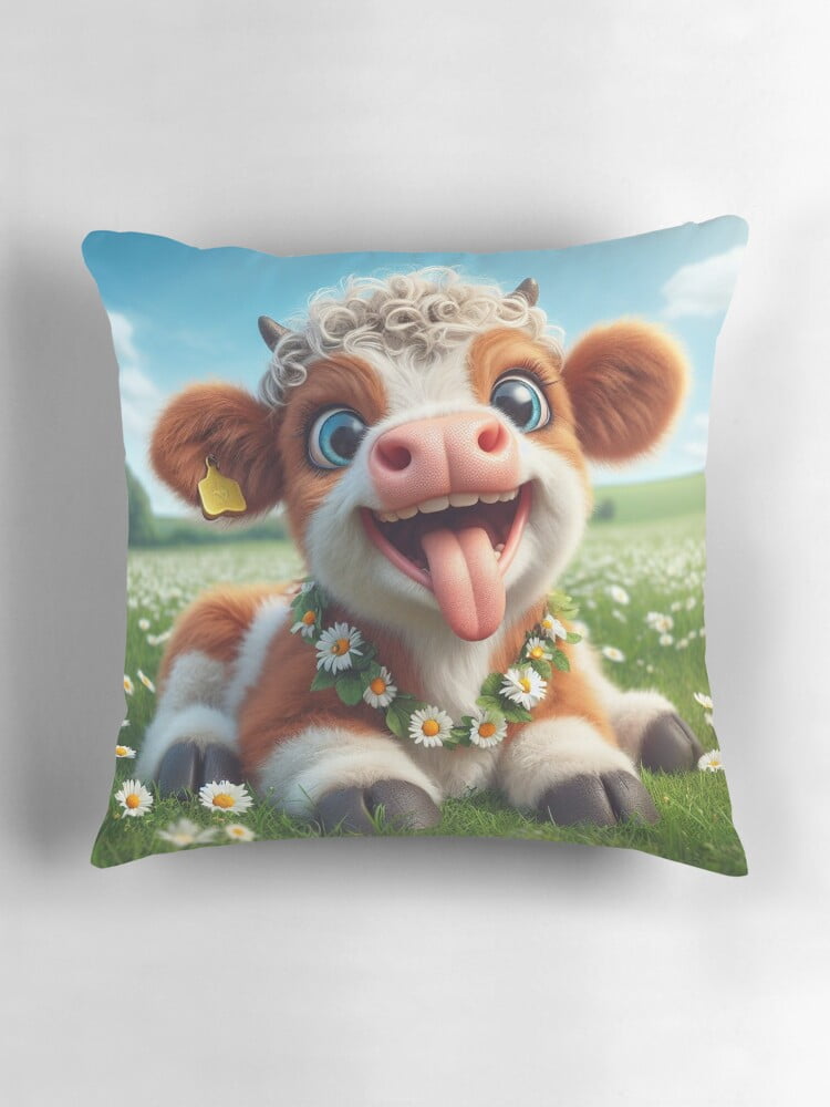 HHH-Highland-Cow-Plush-Toy-Cute-Stuff-Fluffy-Cattle-Throw Pillow Covers ...