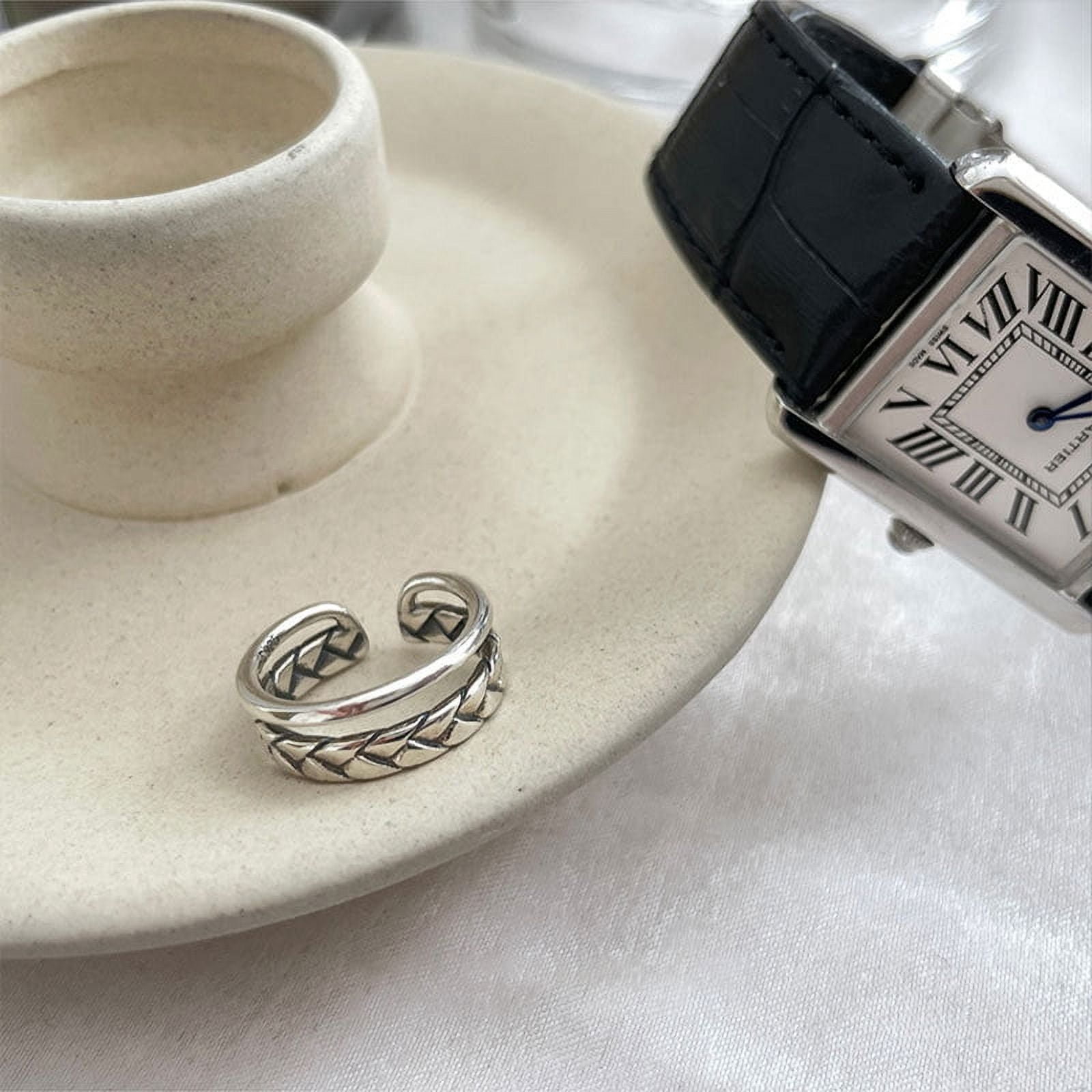 HHH Japanese and Korean Retro Geometric 925 Sterling Silver Cold Style ...