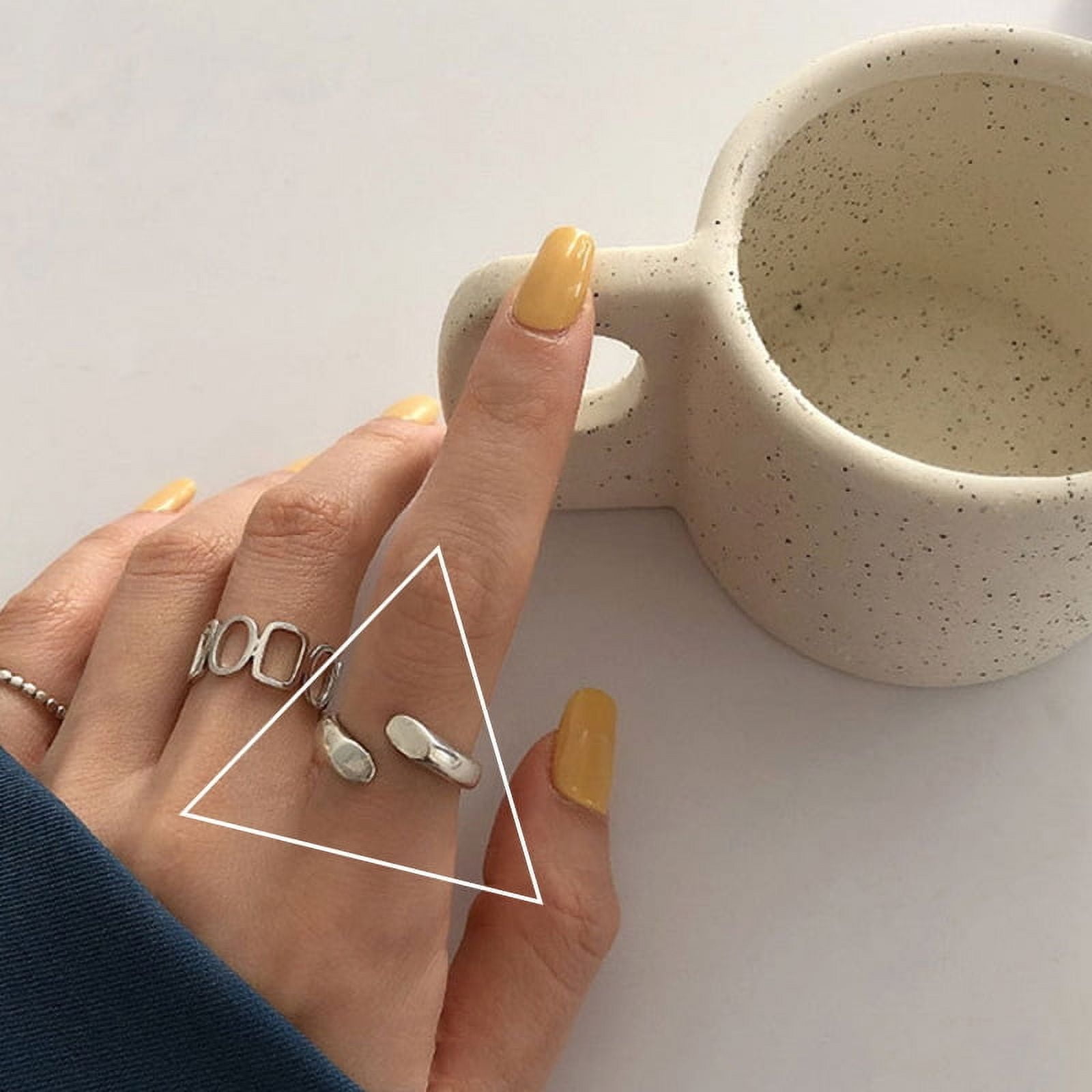 HHH Japanese and Korean Retro Geometric 925 Sterling Silver Cold Style ...