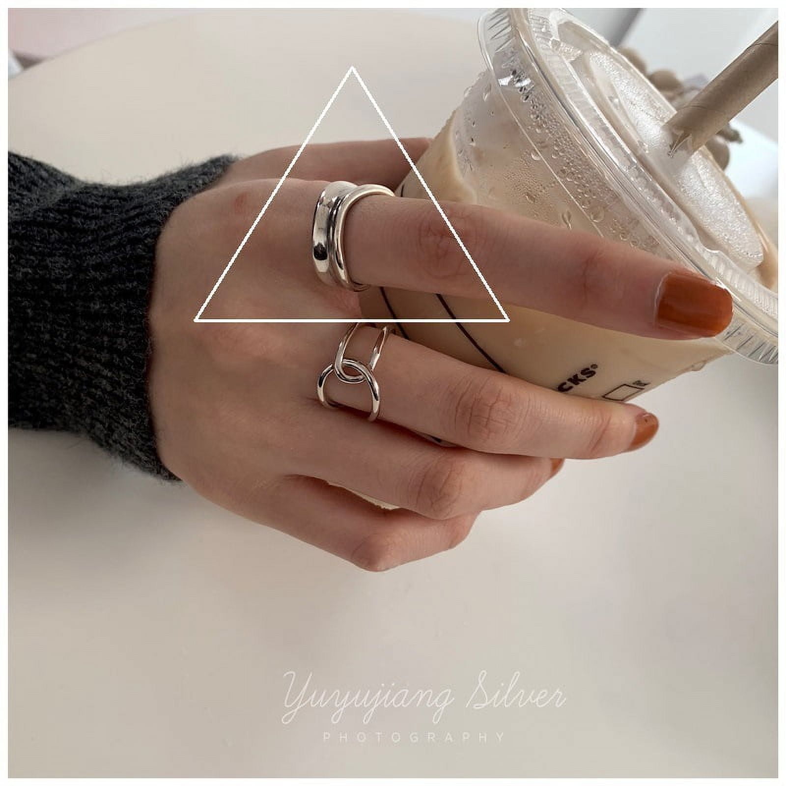 HHH Japanese and Korean Retro Geometric 925 Sterling Silver Cold Style ...