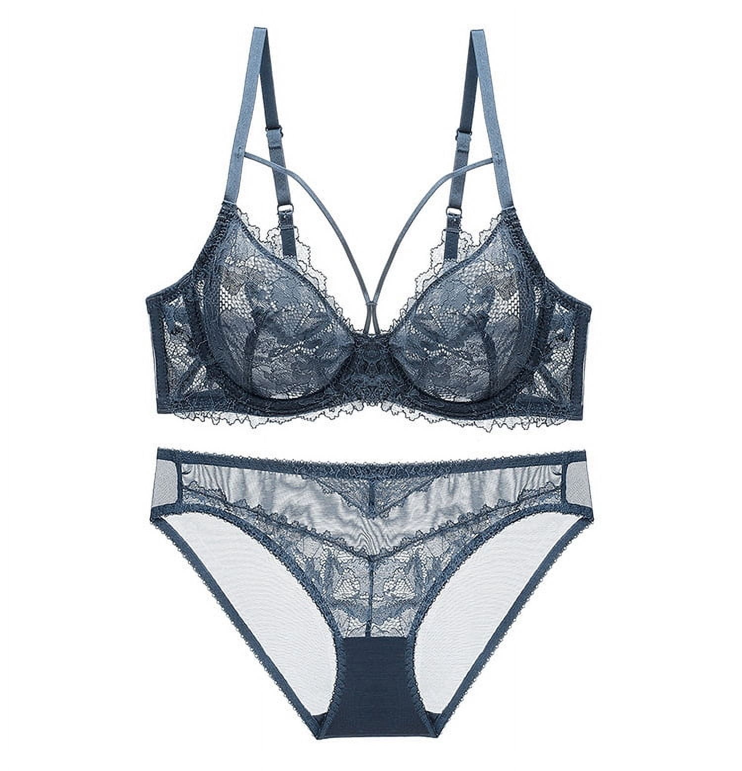 HHH Lady Sexy Bra Set Big Chest Small Thin Sponge-Free Transparent Bra ...