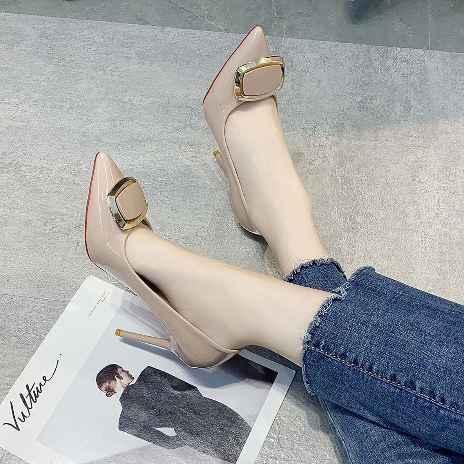 HHH Low-Cut Pointed High Heels 2023 Spring New Sexy Patent Leather Slip ...