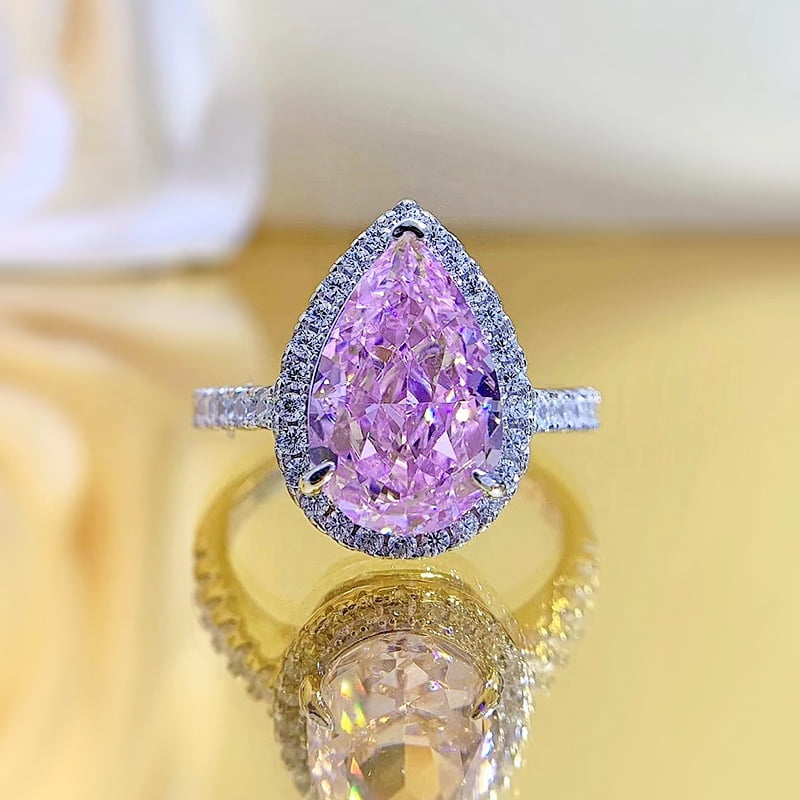 HHH New 2025 New S925 Silver 8*12 Pink Diamond High Carbon Diamond 5 Karat Ring - Walmart.com