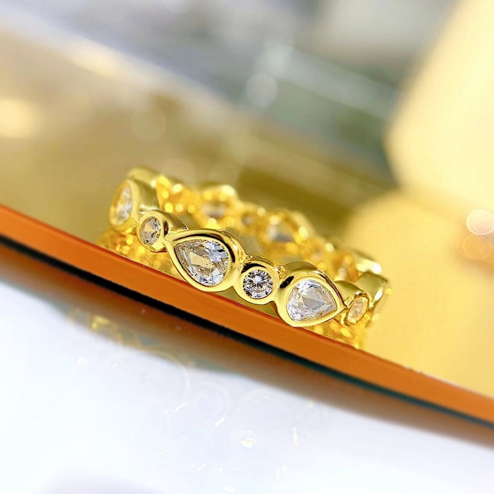 HHH New 2025 New S925 Silver Pear-Shaped Water Drop White Gold Color Ring Ins - Walmart.com