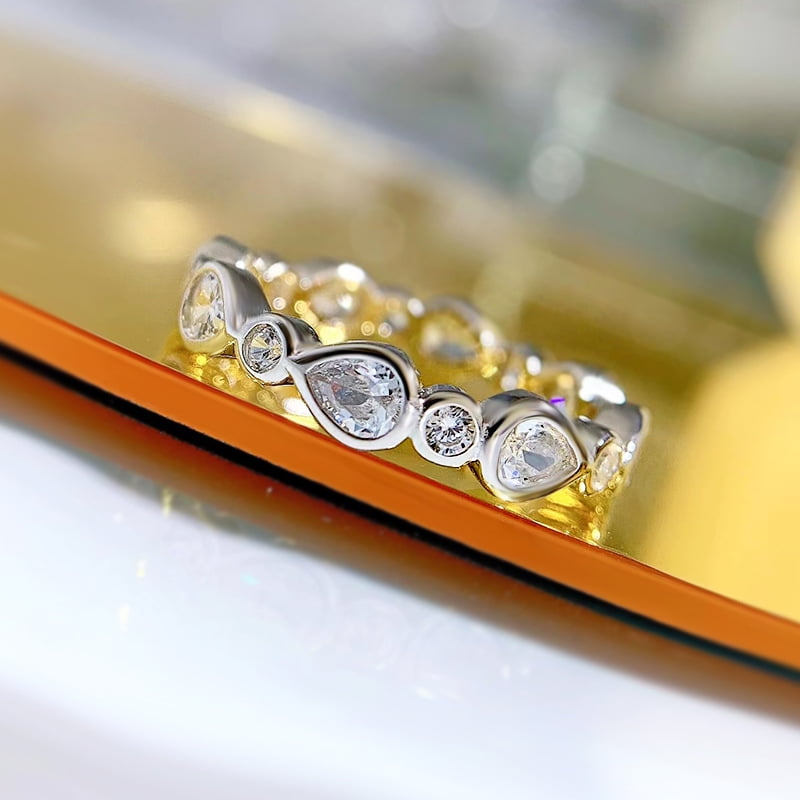 HHH New 2025 New S925 Silver Pear-Shaped Water Drop White Gold Color Ring Ins - Walmart.com