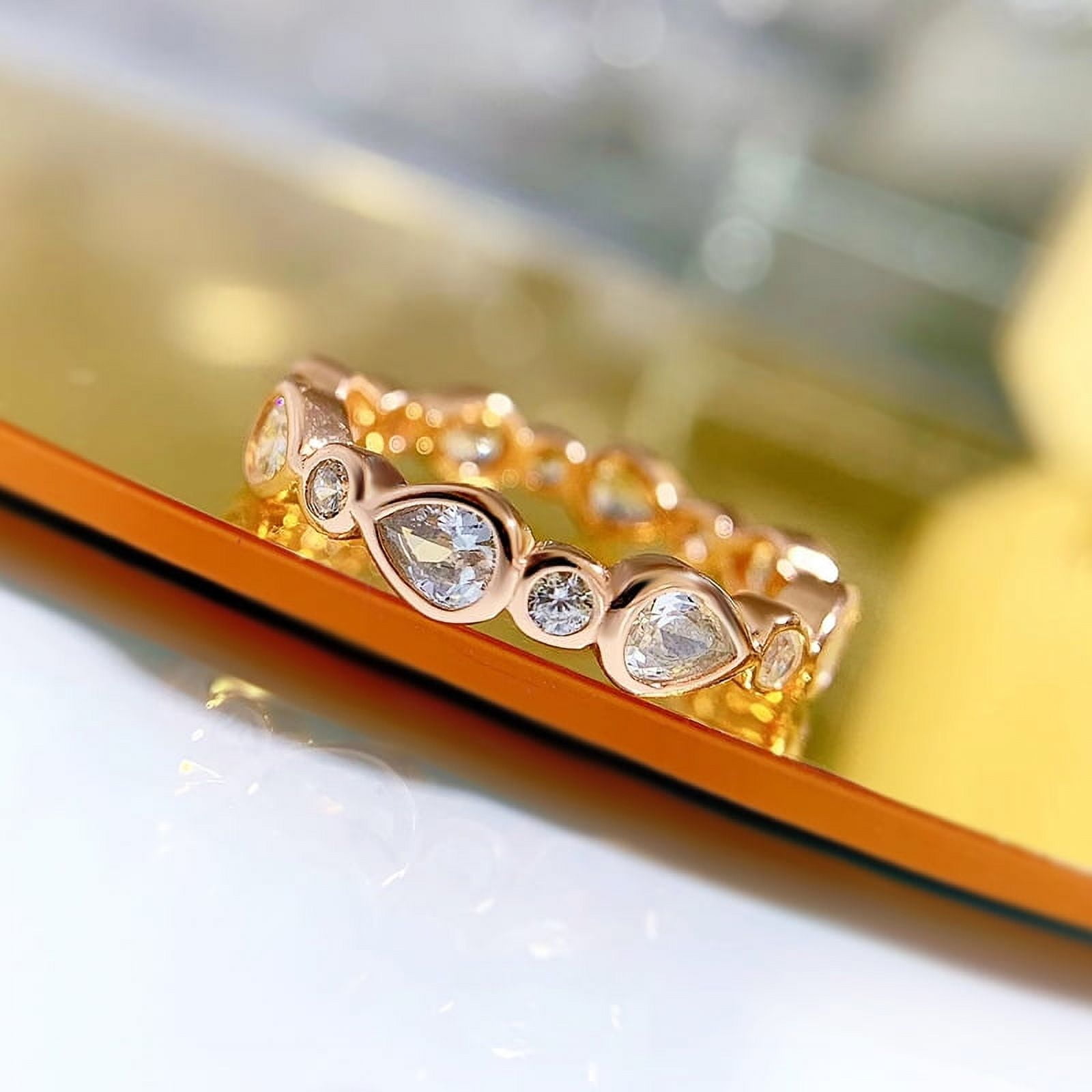 HHH New 2025 New S925 Silver Pear-Shaped Water Drop White Gold Color Ring Ins - Walmart.com