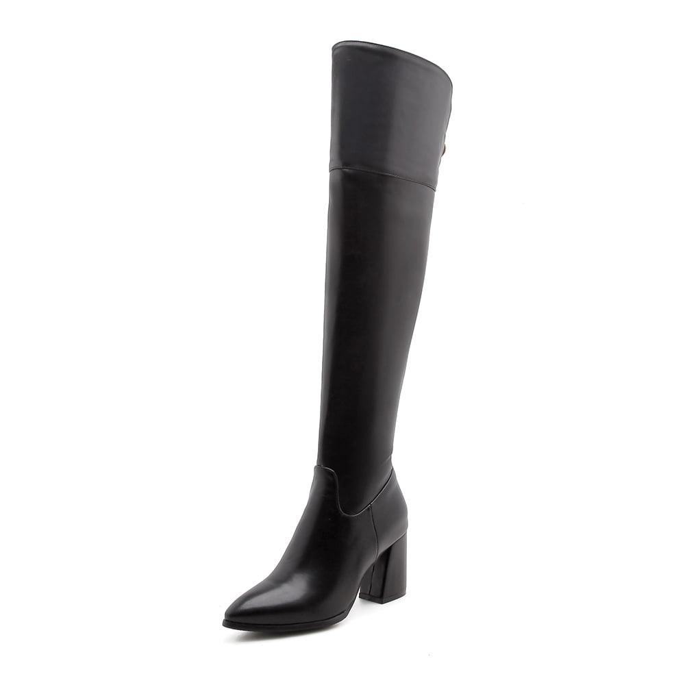 HHH New Pointed Toe over-the-Knee Boots Knight Boots Thick High-Heel ...