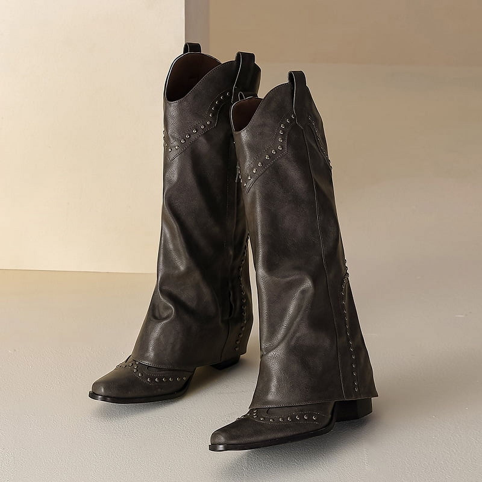 HHH Rivet Pants Boots below the Knee Boots Women's 2024 Summer New ...