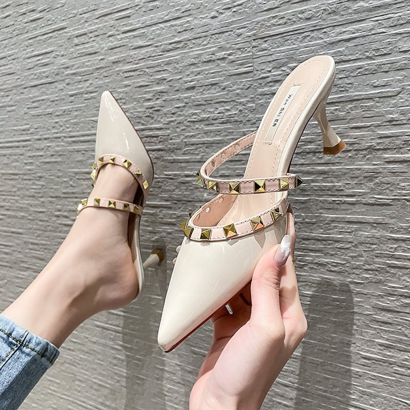 HHH Rivet Sandals Women's High Heels Stiletto Heel Pointed Sandals ...