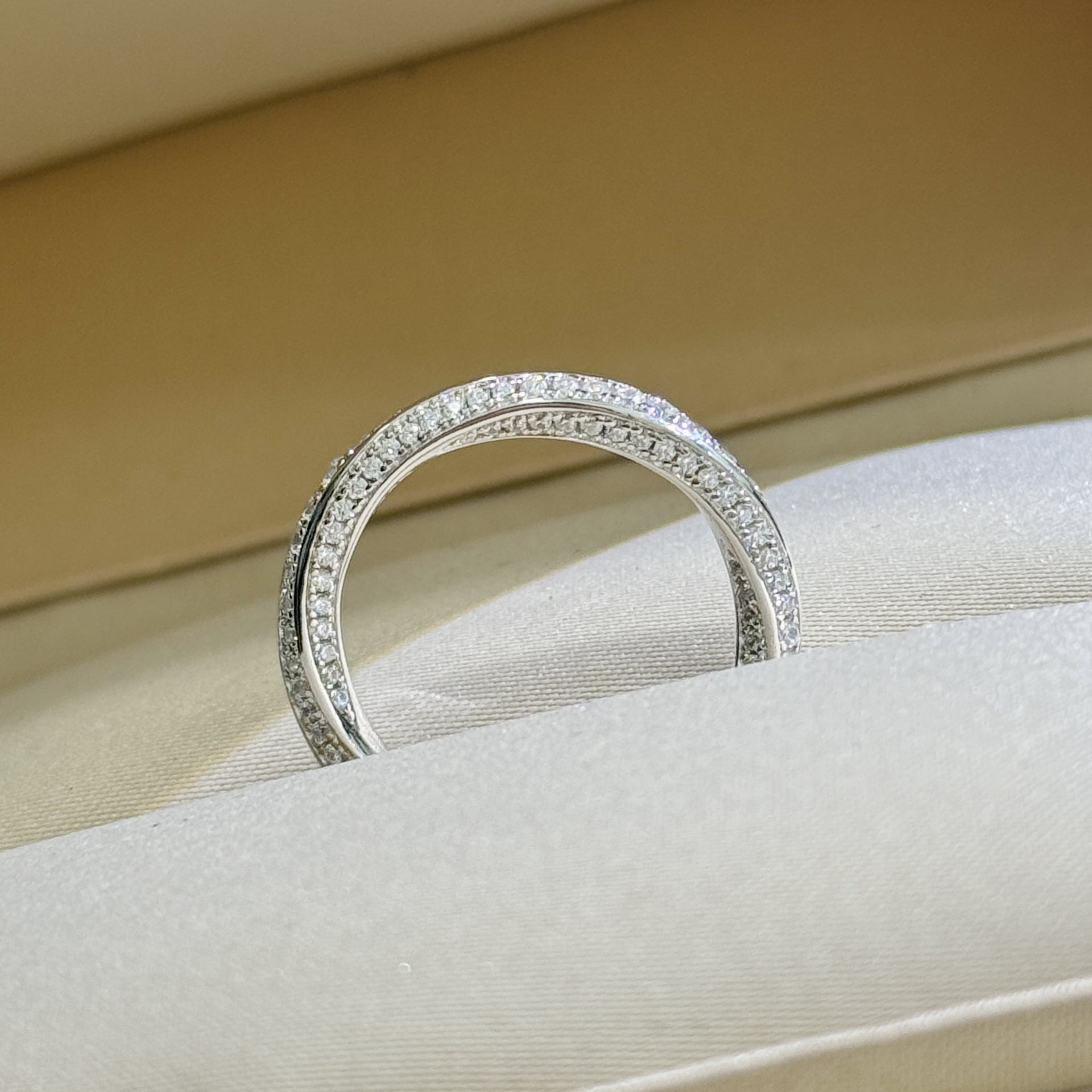 HHH S925 Sterling Silver Mobius Gang Drill Spinning Ring Light Luxury High-End Versatile Twin ...