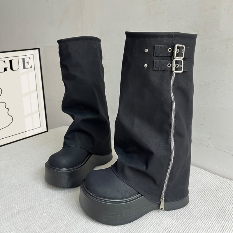 HHH Soft Leather Big Head Pants Pipe Boots Sweet Cool Style Hot Girl ...