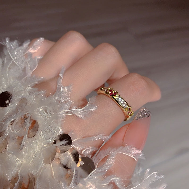 HHH South Korea Heart Cross Ring Female Index Finger Light Luxury ...