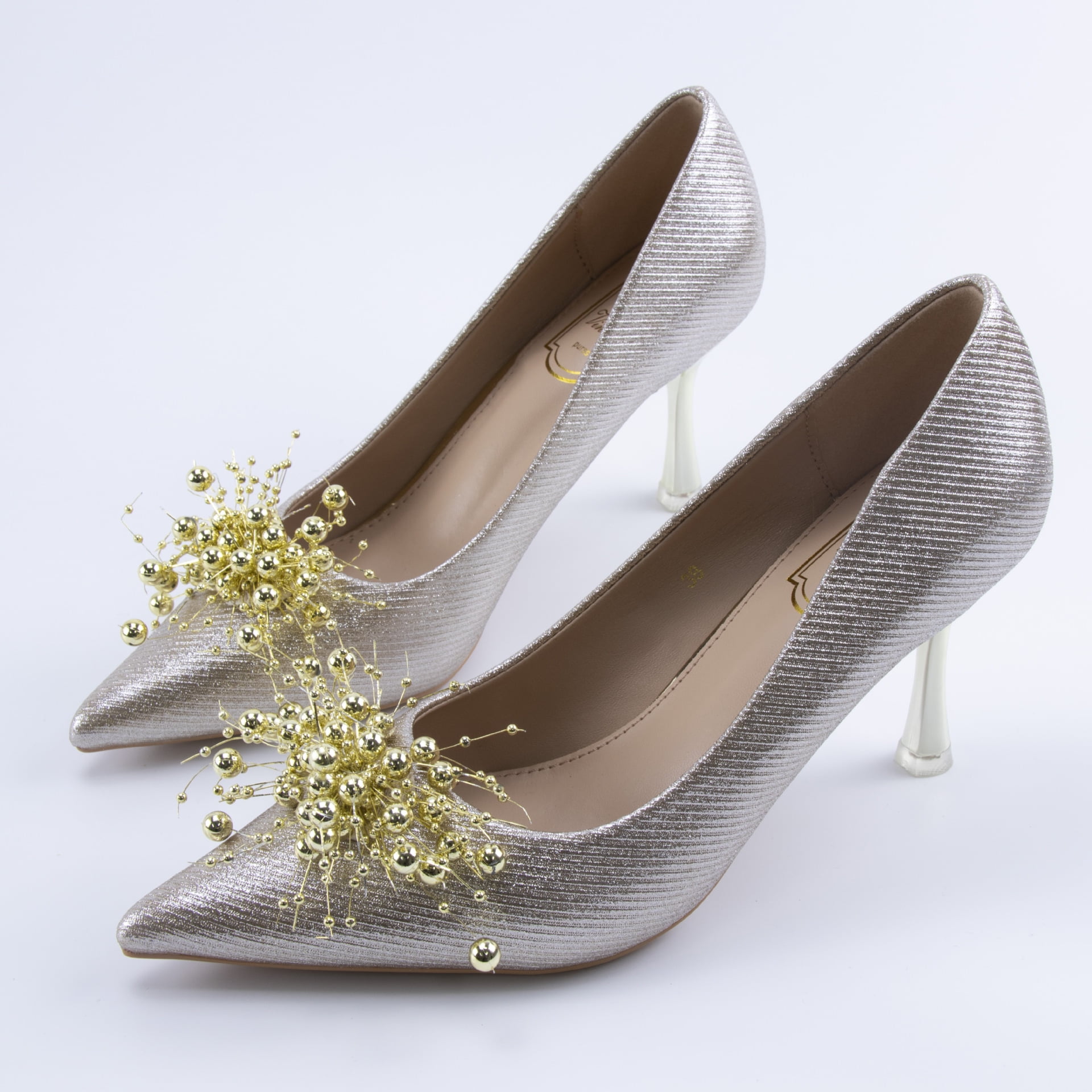 HHH Stiletto Heel High-Grade Low-Cut Pointed Toe Metal Buckle Pumps ...