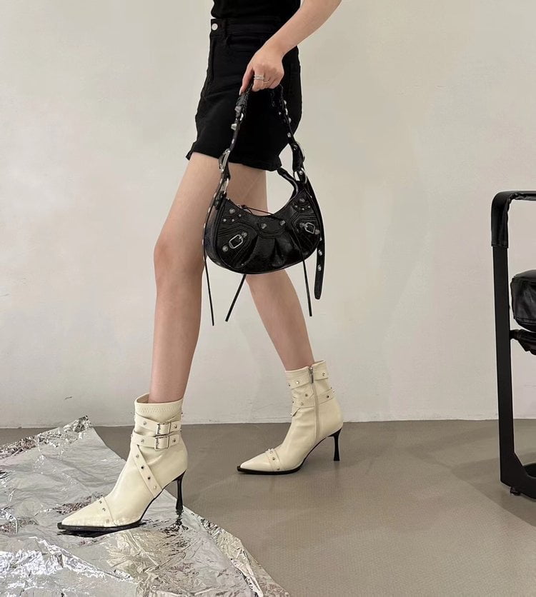 HHH Super High Heel Boots 2024 New Pointed Toe Stiletto Heel Rivet ...