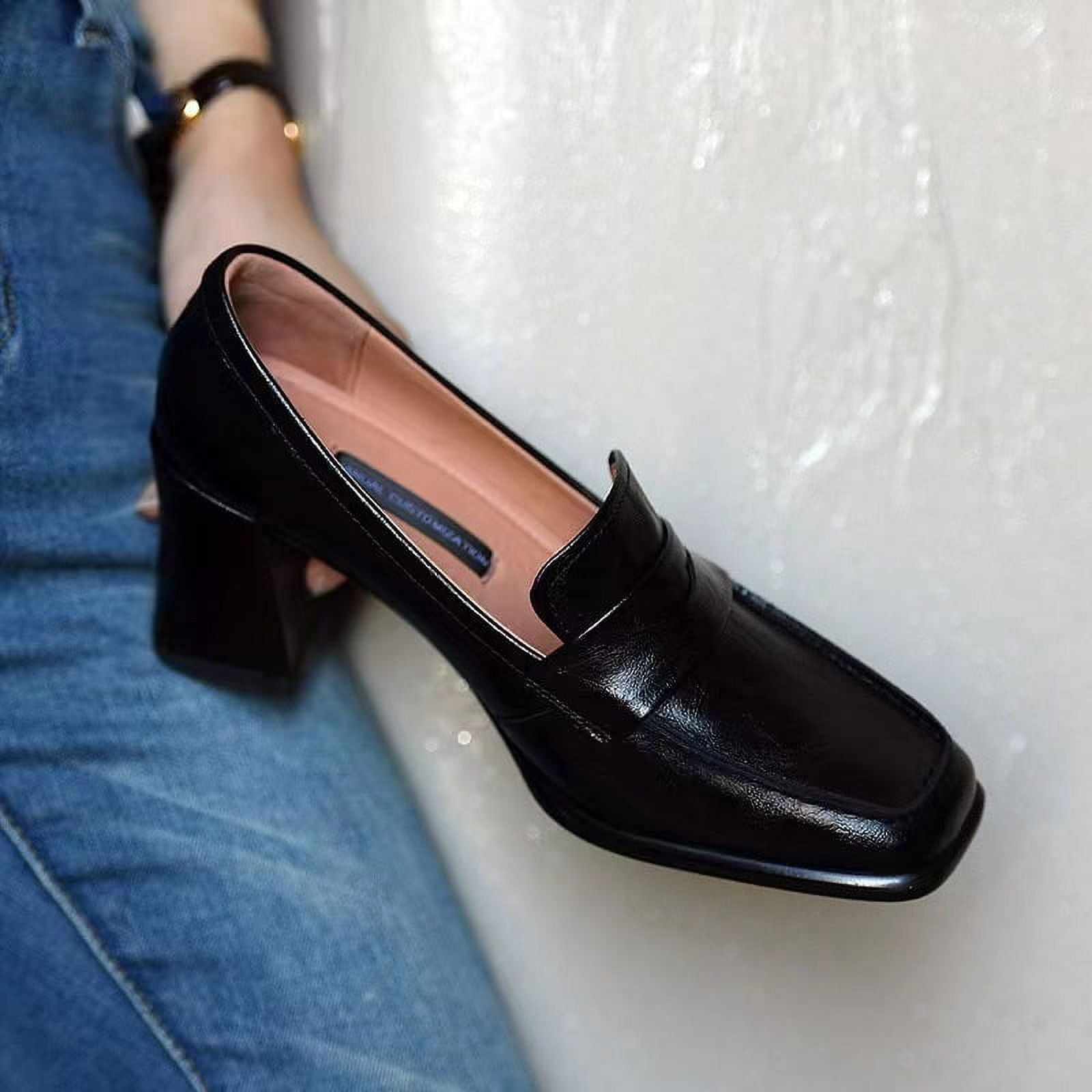 HHH Women's Chunky Heel High Heels Autumn 2023 New Black British Style ...