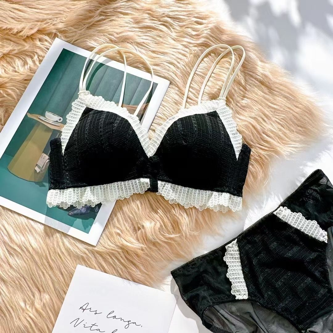 HHH Women's Underwear Small Chest Push up Lace Wireless Thin Large Bra ...