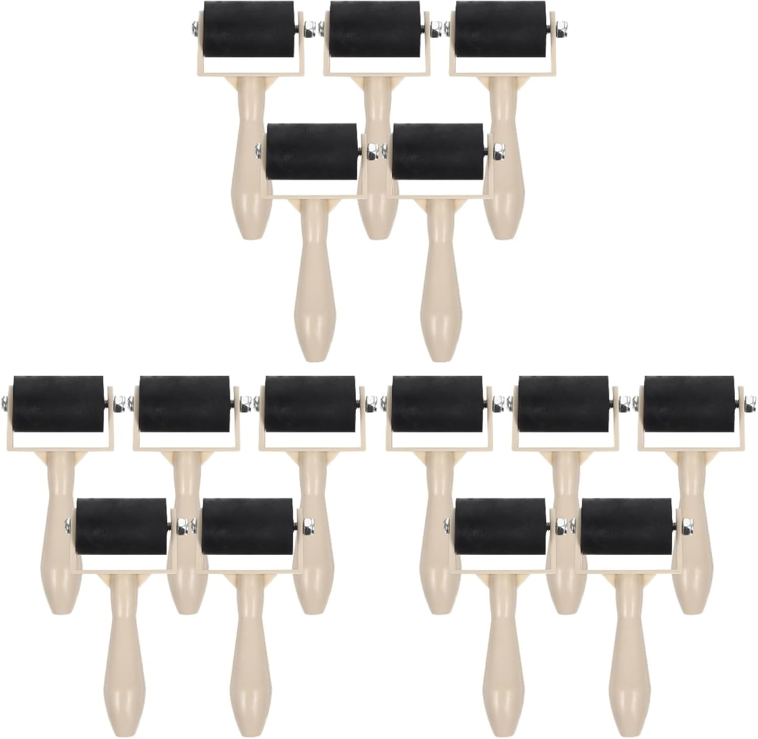 HHJ High Quality Design!15 Pcs Printmaking Brayer Rubber Brayer Roller Paint Brush Ink ...