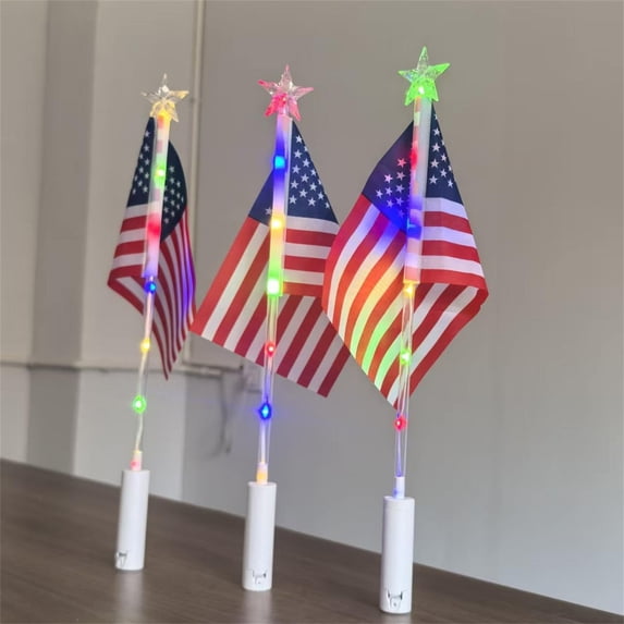 HHJZPR 4th of July Light Up American Flag Wand, LED Glowing Patriotic ...