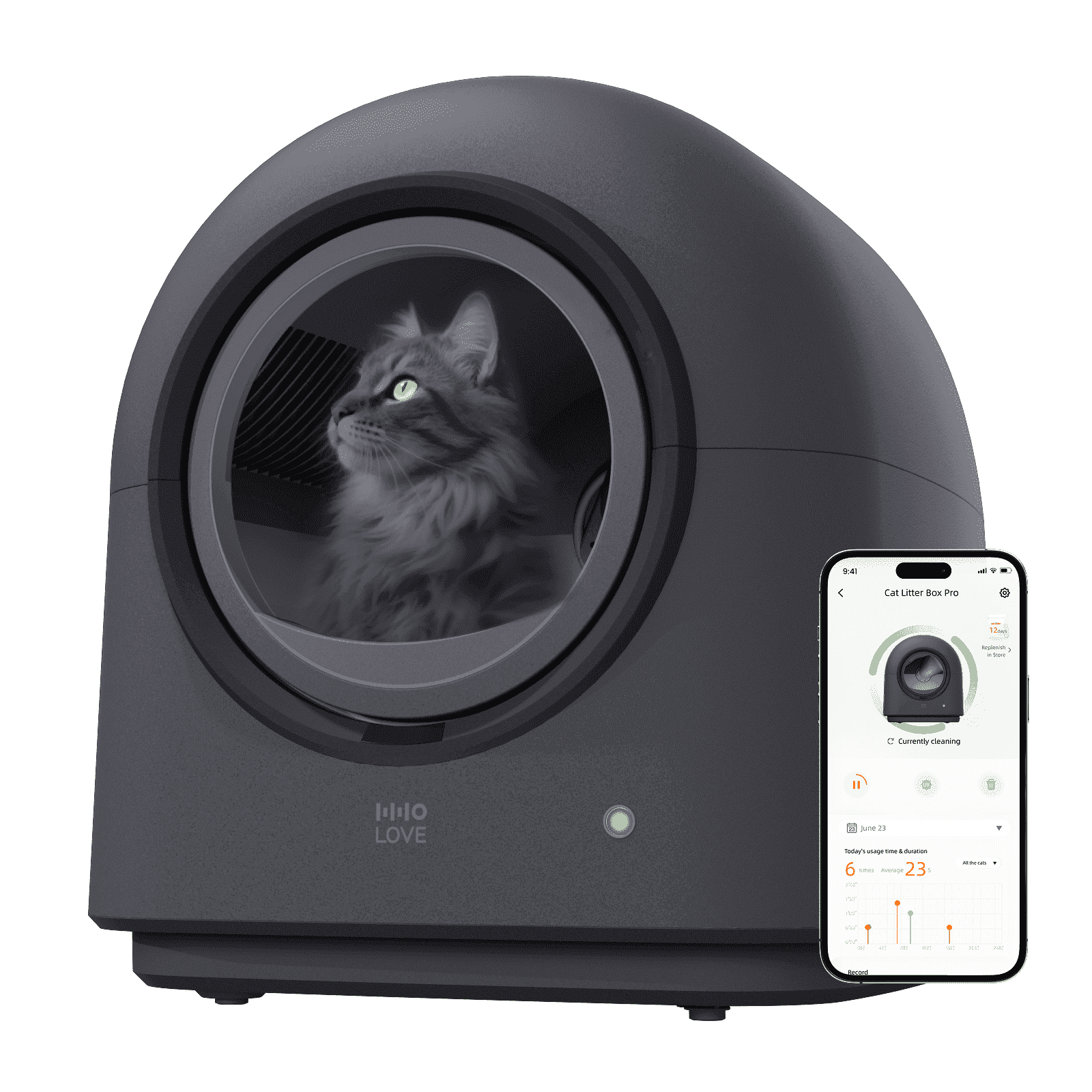 HHOLOVE TYPro Self-Cleaning Automatic Hands-Free Smart Robot Cat Litter ...