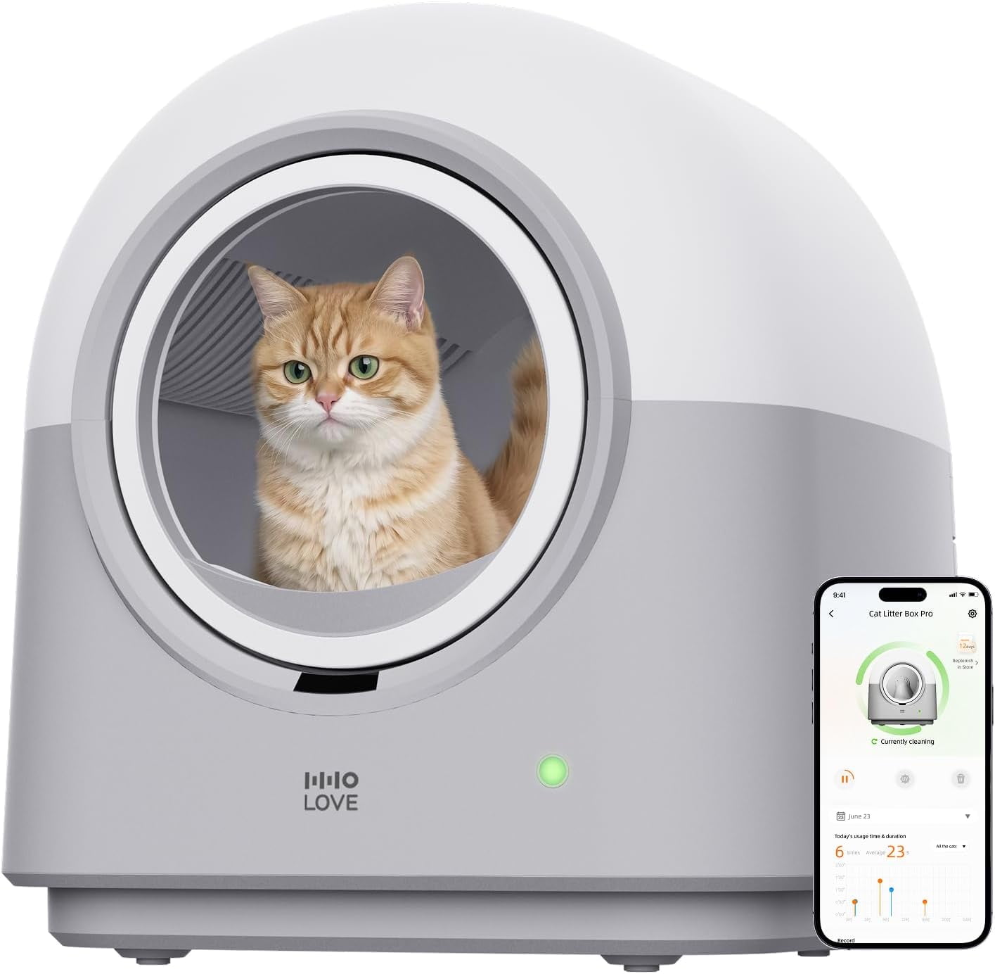 HHOLOVE TYPro Self Cleaning Cat Litter Box Automatic Hands-Free Smart ...