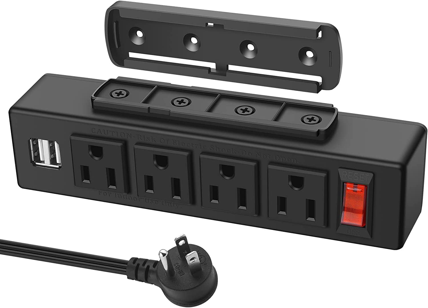 HHSOET Under Desk Power Strip with 4 Outlets and USB Ports, Under ...