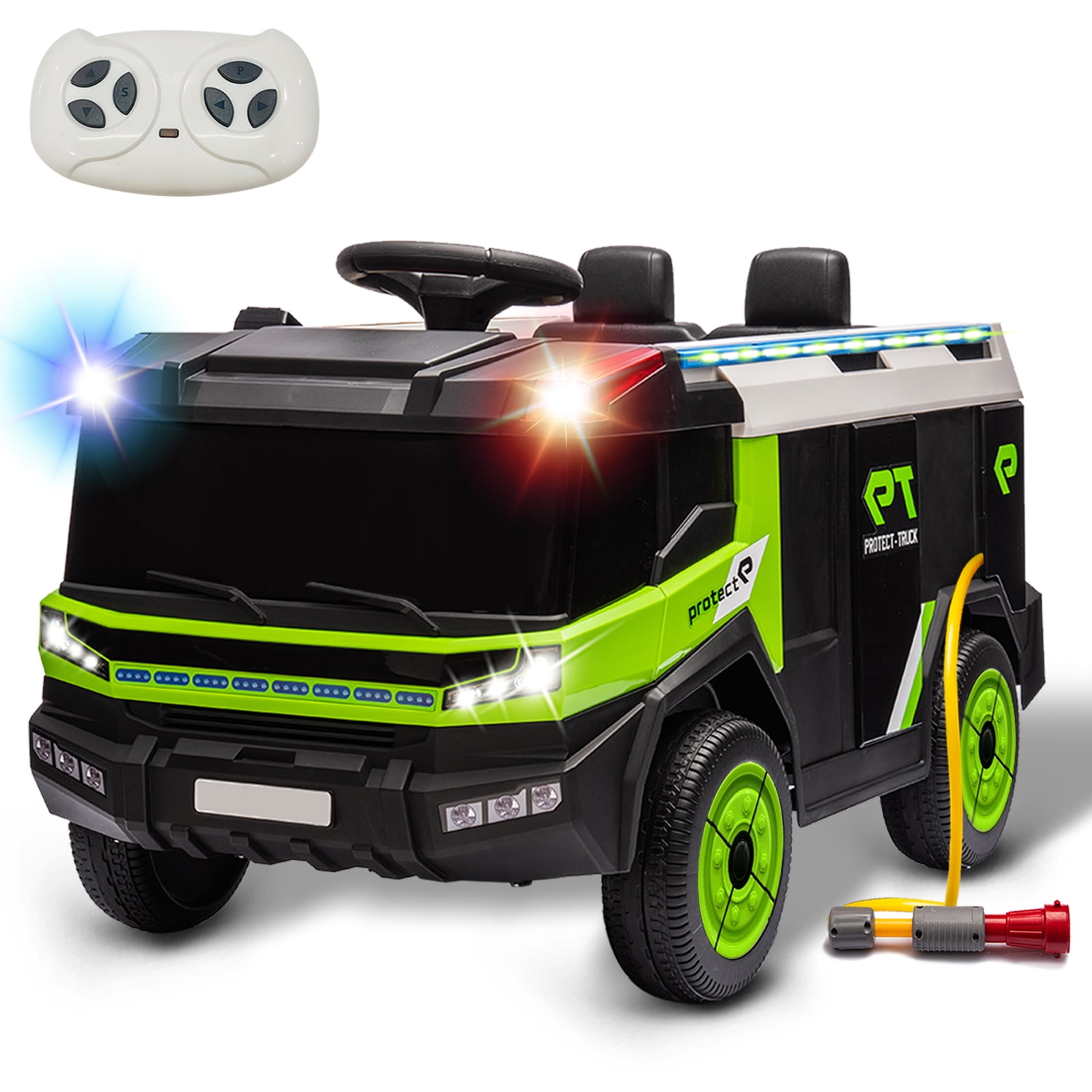 HHVEL 12V Ride on Fire Truck Electric Ride on Car for Kids with ...
