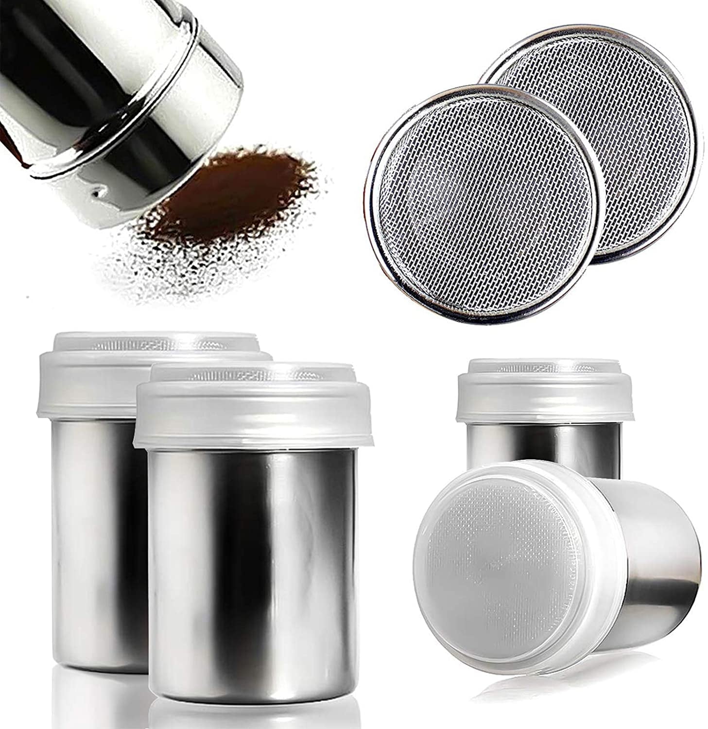HHY 2pcs Powdered Sugar Shaker Duster, Cinnamon Shaker Flour Sifter ...