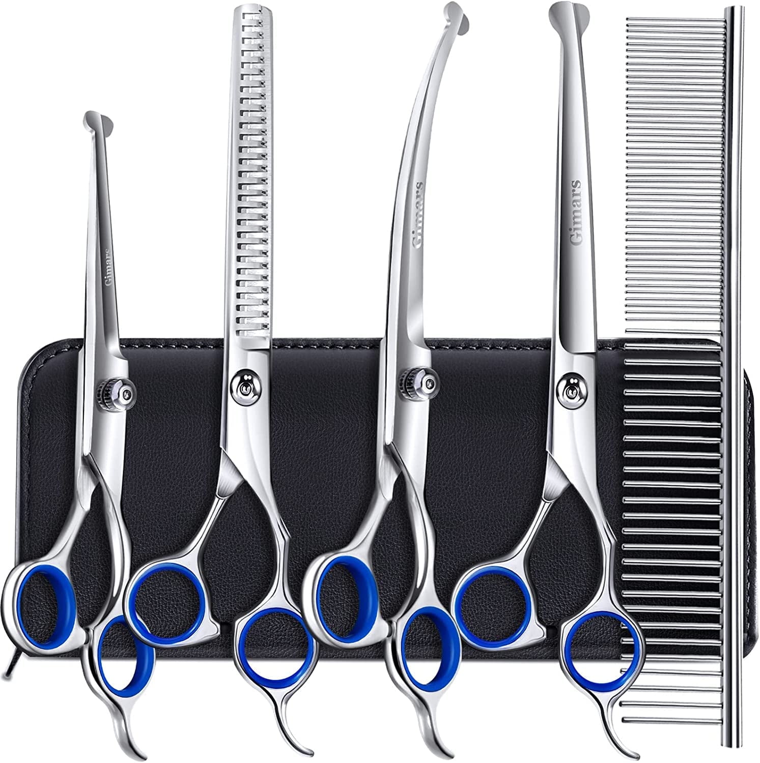 HHY 6 in 1 Professional Stainless Steel Grooming Scissors for Dogs with ...
