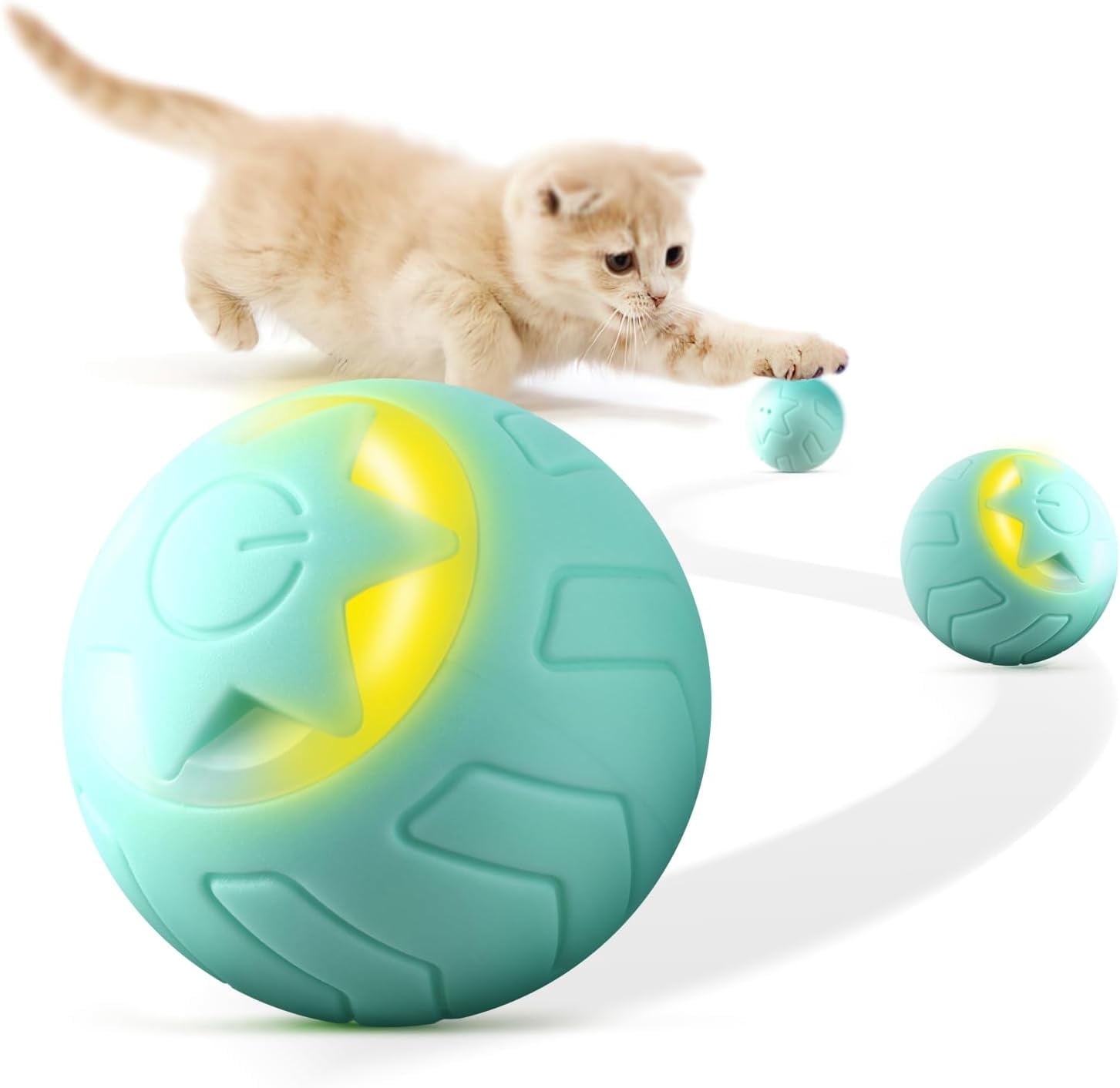 HHY Light Up Cat Balls, Led Motion Activated Cat Ball Interactive Toys ...