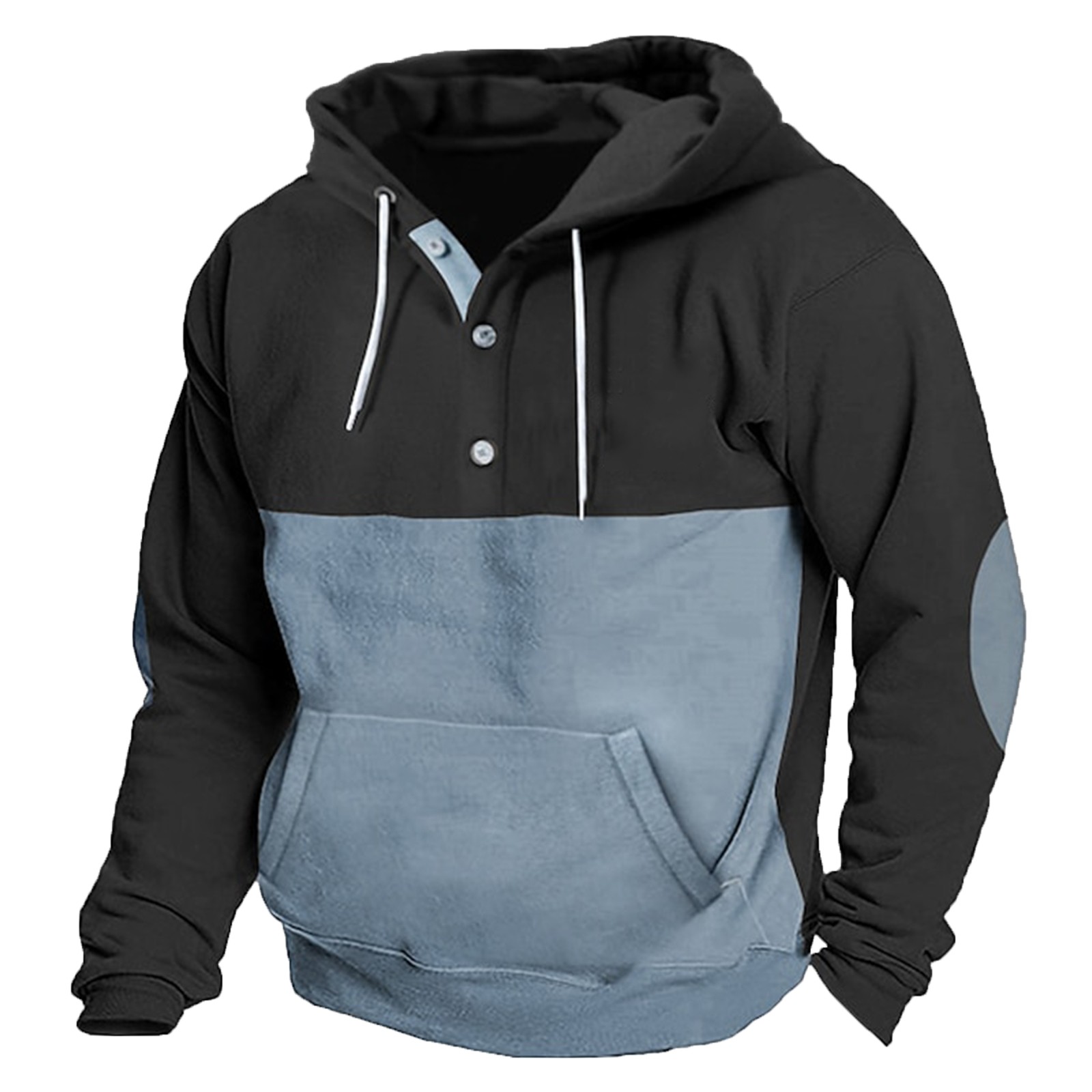 HHeiK Men's Solid Vintage Shoulder Half Button Hooded Sports Sweater ...