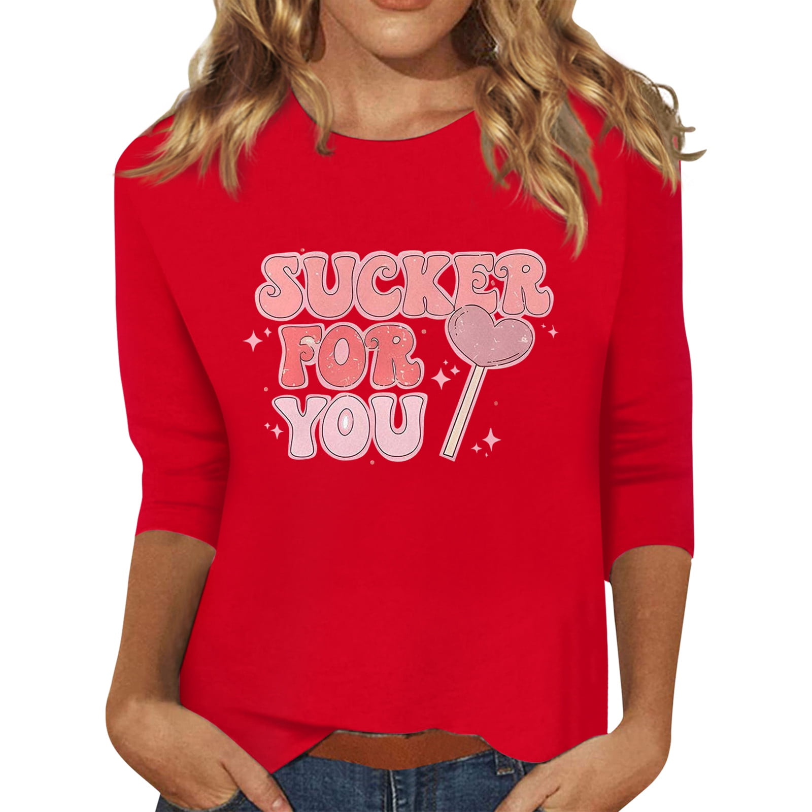 Hheik Valentines Day Shirt Women Love Heart Graphic Tees Letter Print