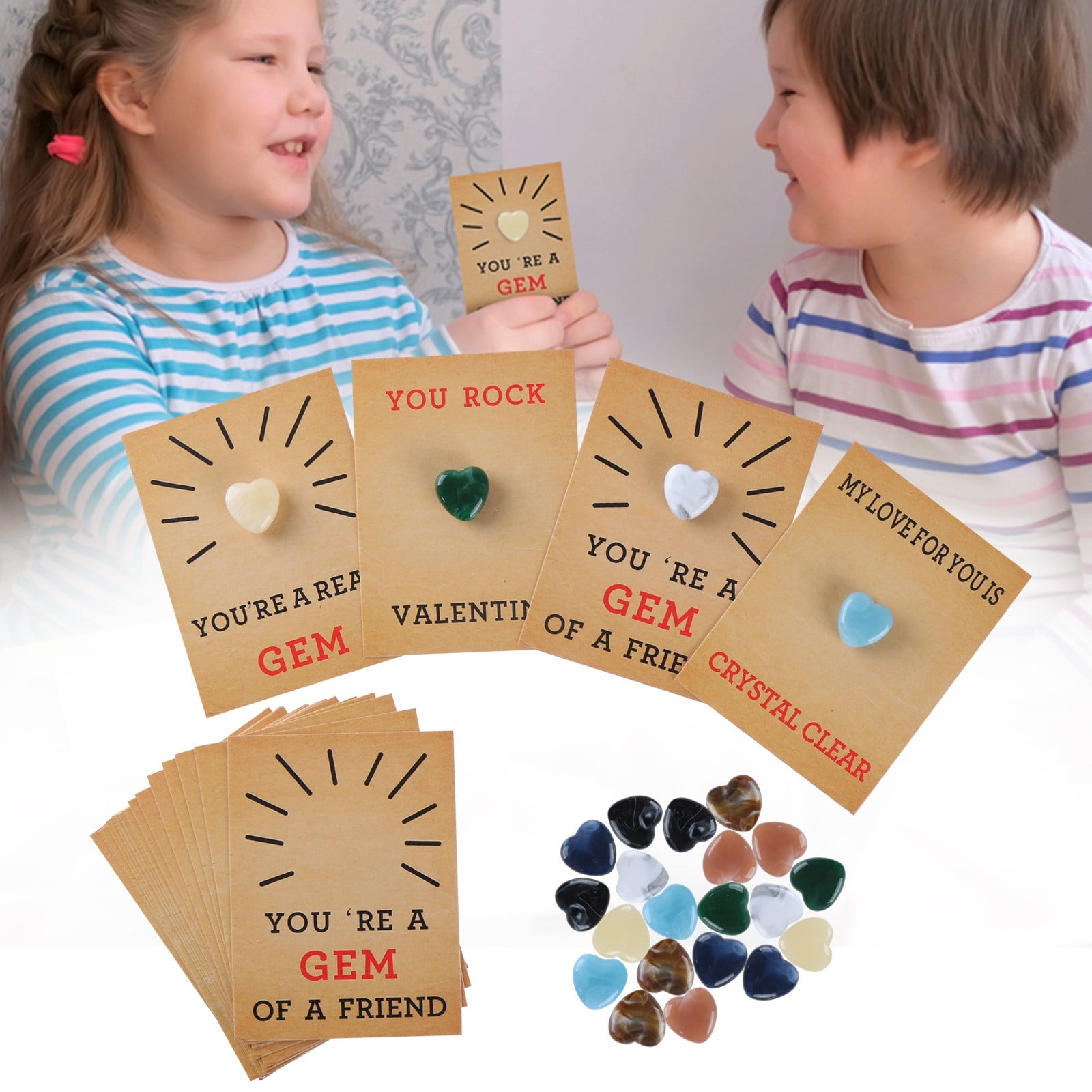 HHeiK Valentines Day Cards for Kids - 24 Pack Valentines Cards with ...