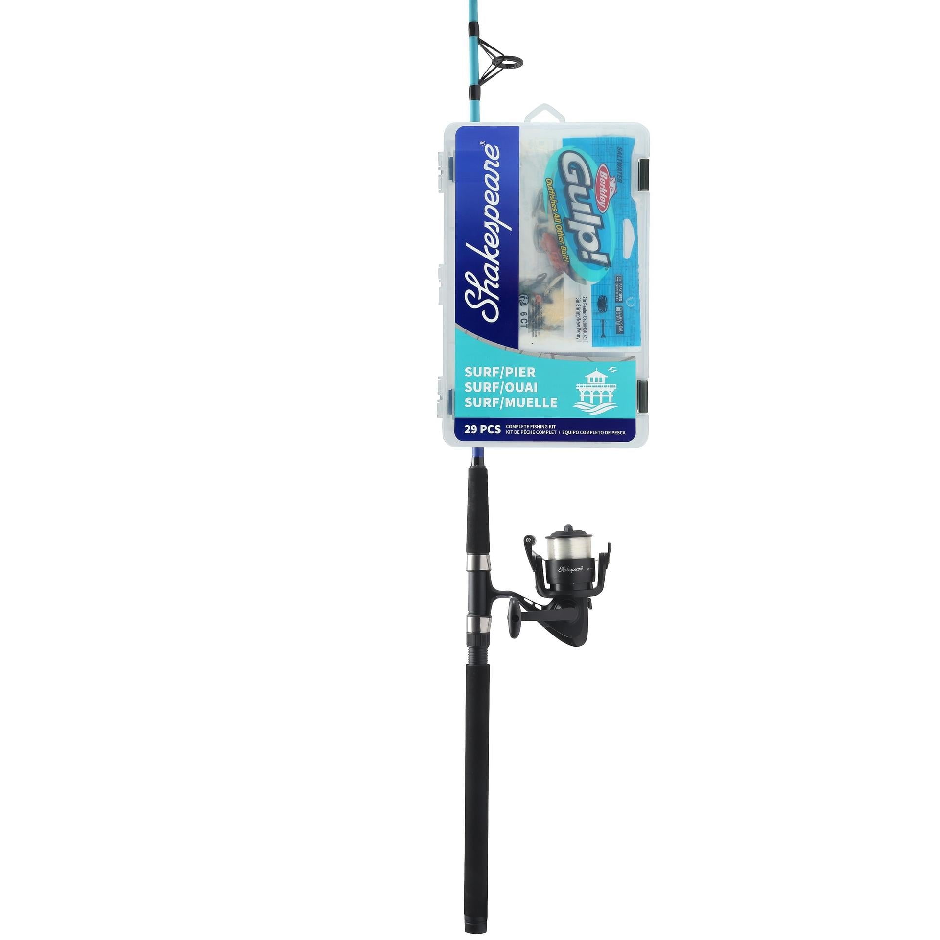 Shakespeare Catch More Fish 3 Spinning Fishing Combo Kit, Surf Pier ...