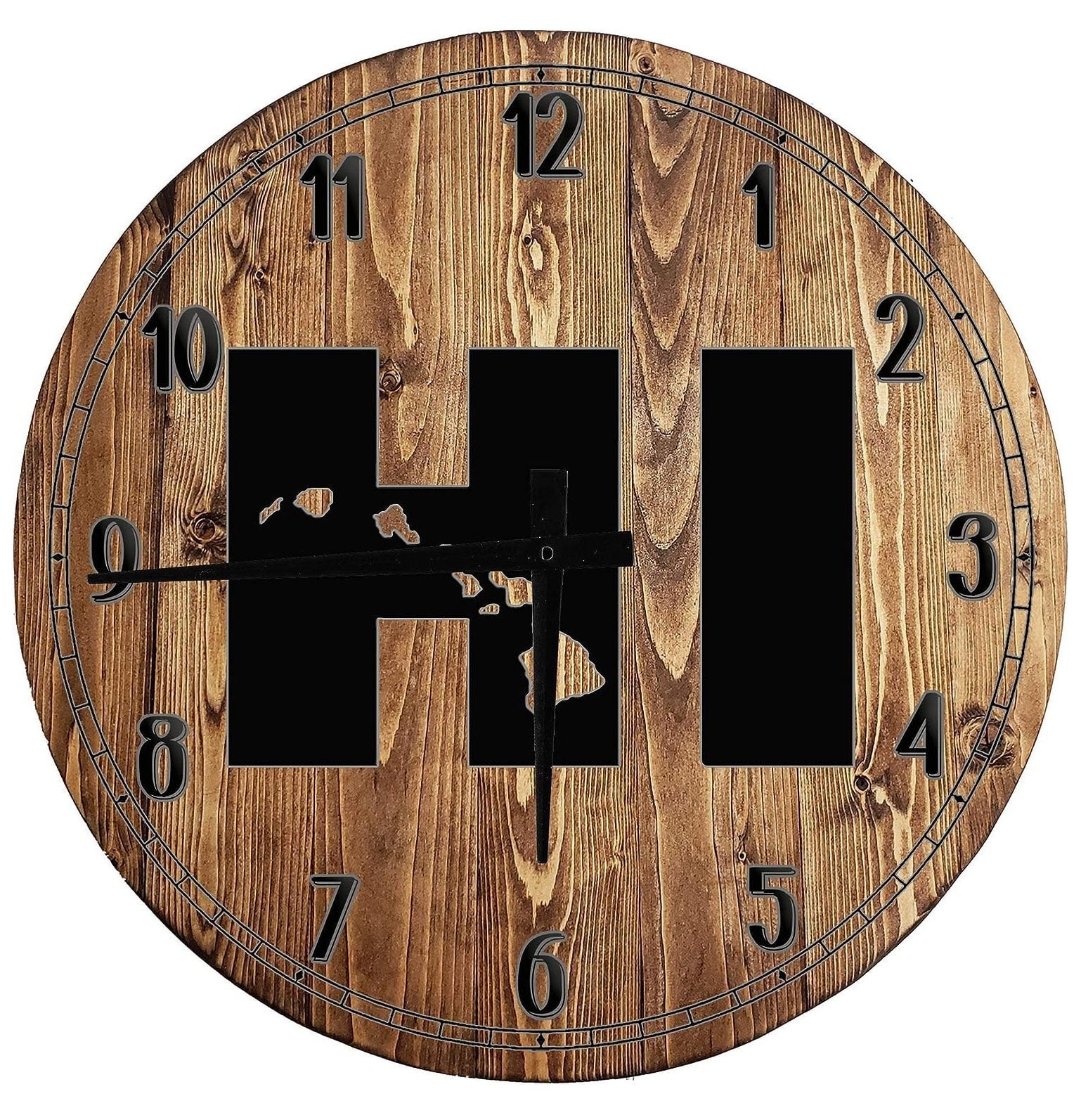 HI Hawaii Island Life Large Round Wall Clock Decor 24 Inch Battery ...