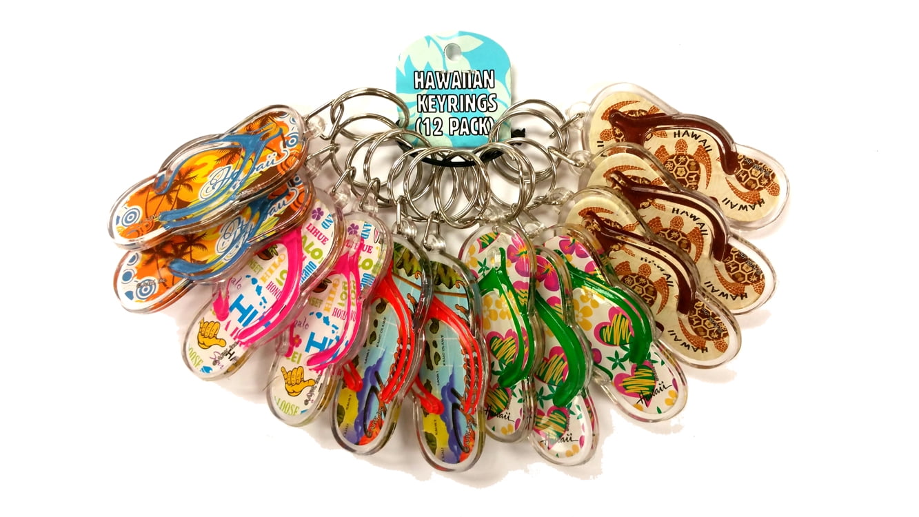Hawaiian Themed Flip-Flop Keychains - 12-Pack | Tropical Acrylic ...