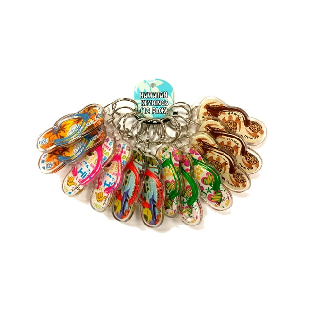 Hawaiian Themed Flip-Flop Keychains - 12-Pack | Tropical Acrylic ...