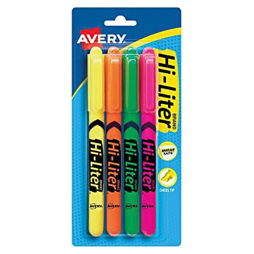 HI-LITER Pen Style, Chisel Tip, Assorted Colors, Pack of 4 (23545 ...