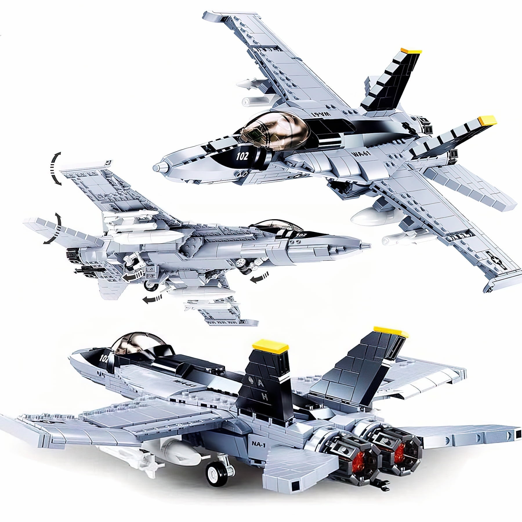 HI-REEKE Airplane Building Block Set F/a-18e Super Bumble Bee Building ...