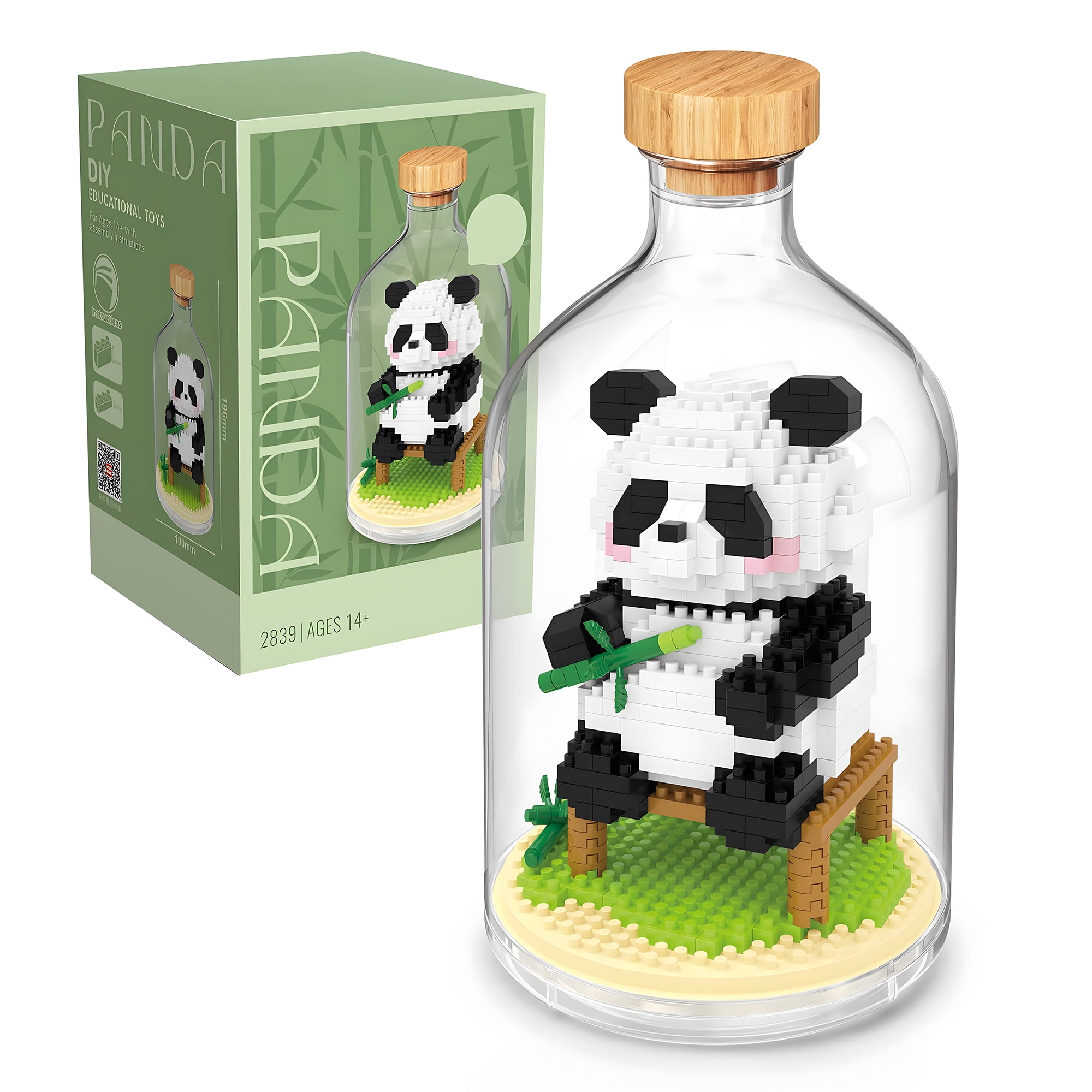 HI-REEKE Animal Micro Mini Building Block Set Panda in a Bottle Eats ...
