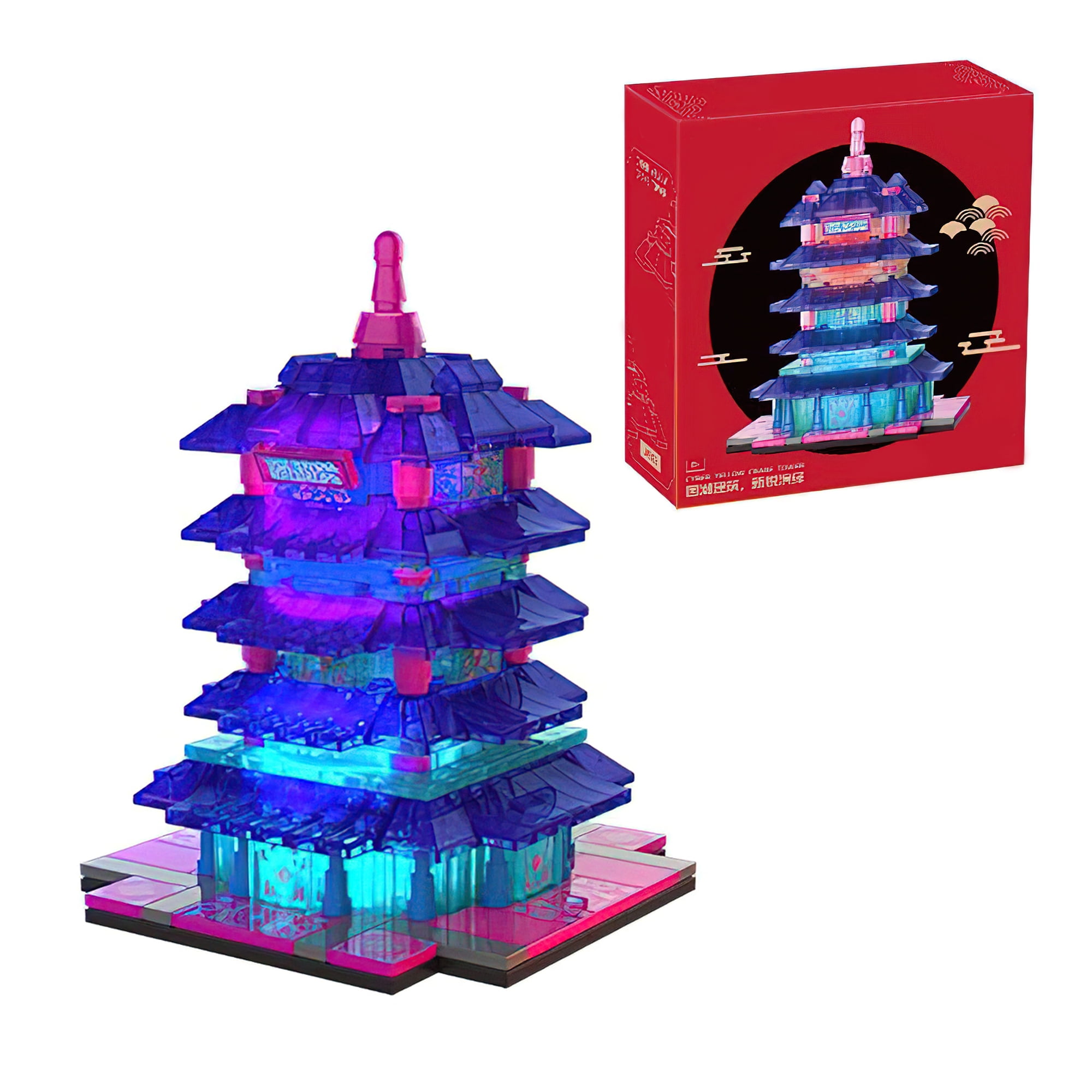 HI-REEKE Architecture Building Block Set Cyberpunk Style Yellow Crane ...