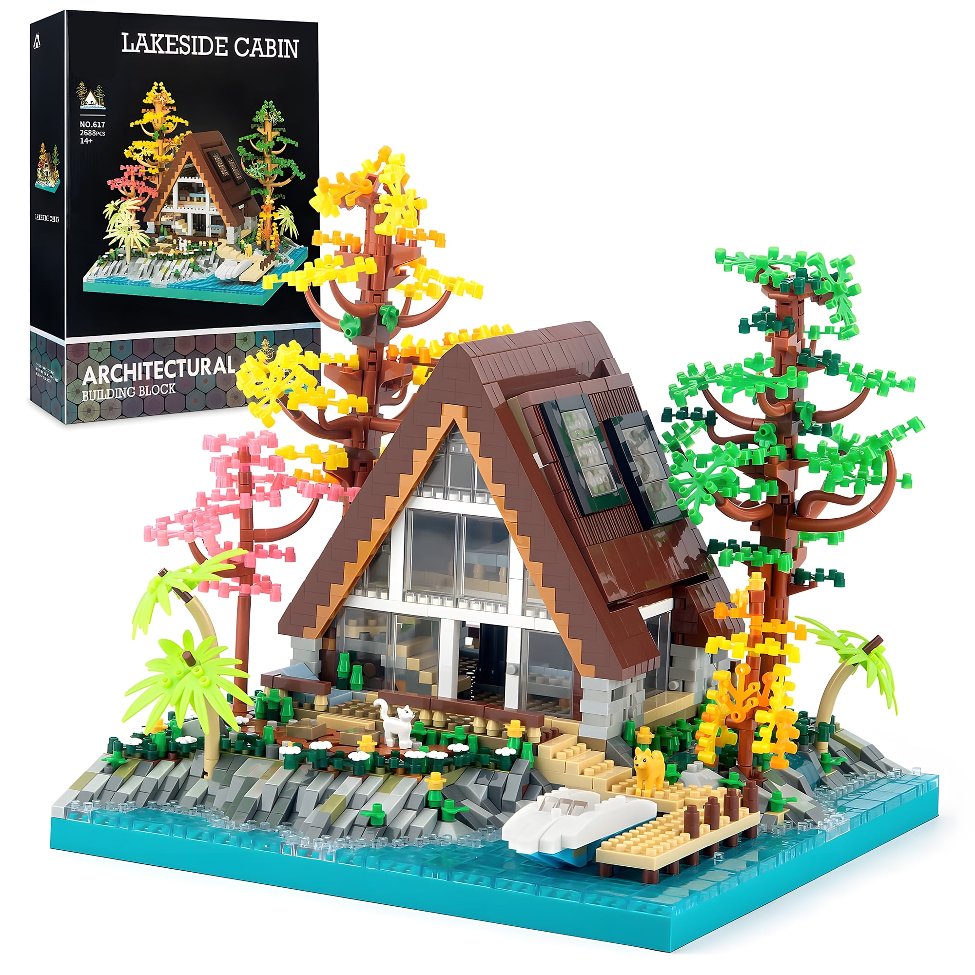 HI-REEKE Architecture Micro Mini Building Block Set Lakeside Cabin Kit ...