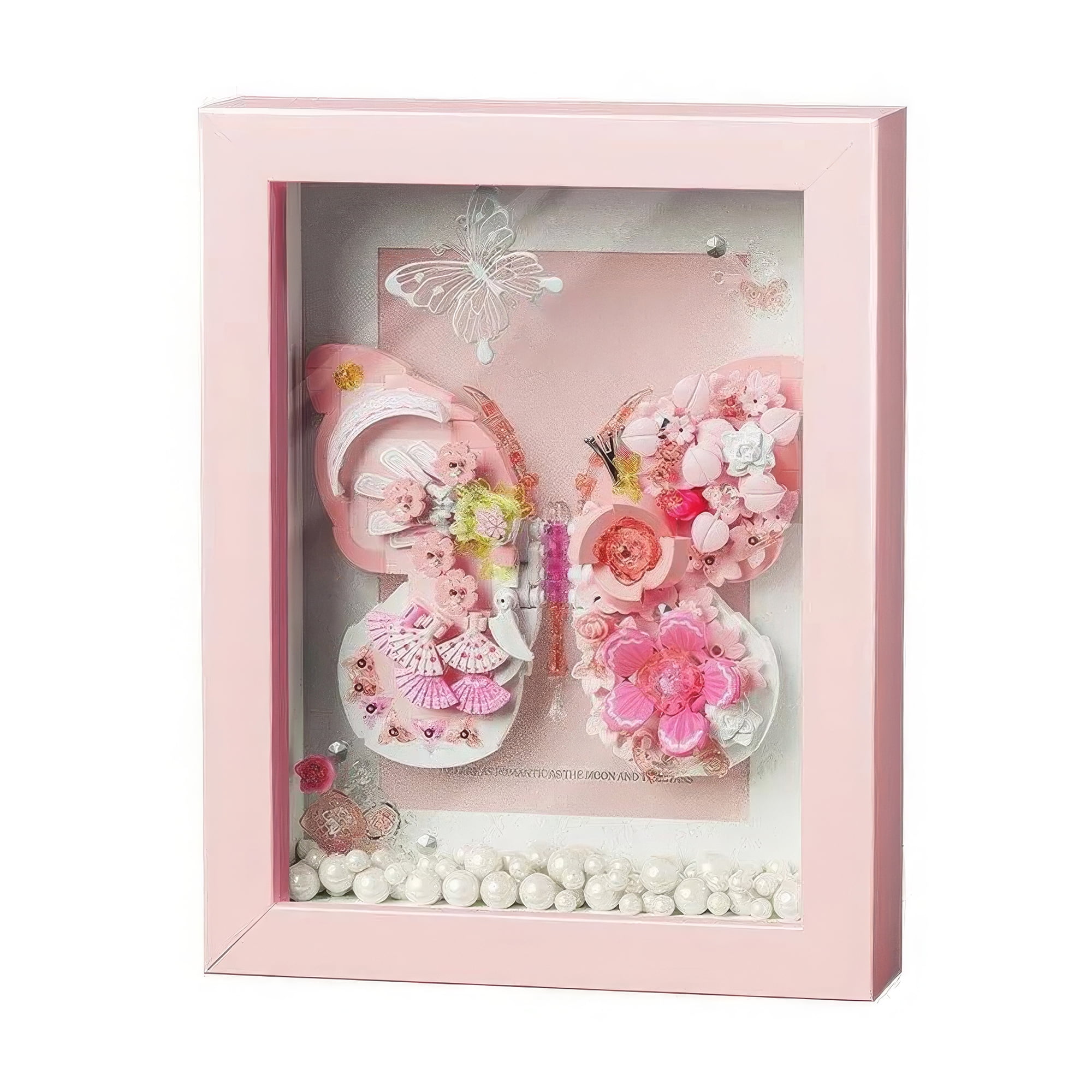 HI-REEKE Butterfly Photo Frame Building Block Toy, Pink Mini Bricks ...