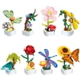 HI-REEKE Flower Building Block Set 8 Types Insect Potted Building ABS ...