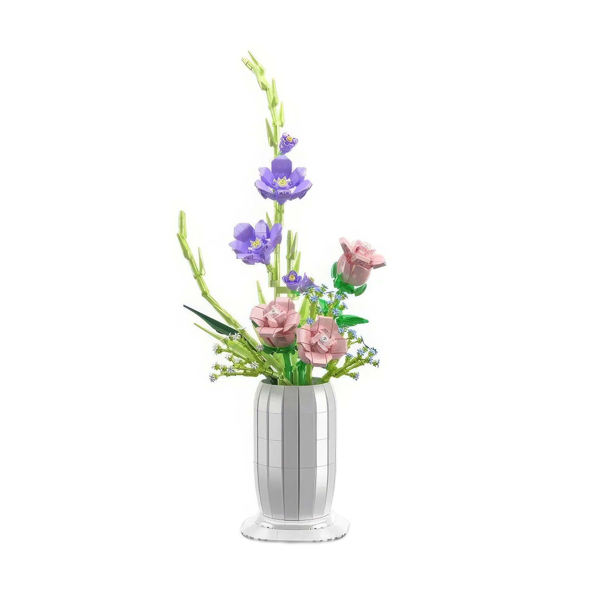 HI-REEKE Flower Building Block Set Rose with Vase Building Kit Plastic ...